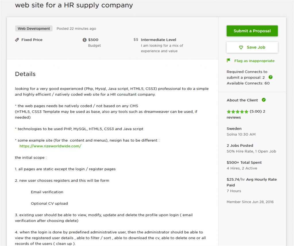 Web Developer Proposal Sample for Upwork - Webson Job